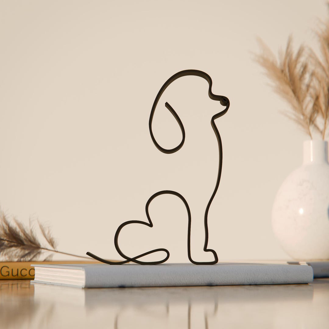 Poodle Dog 01, Line Art Figure, 3D Printed Gift, Unique Gift for Dog ...