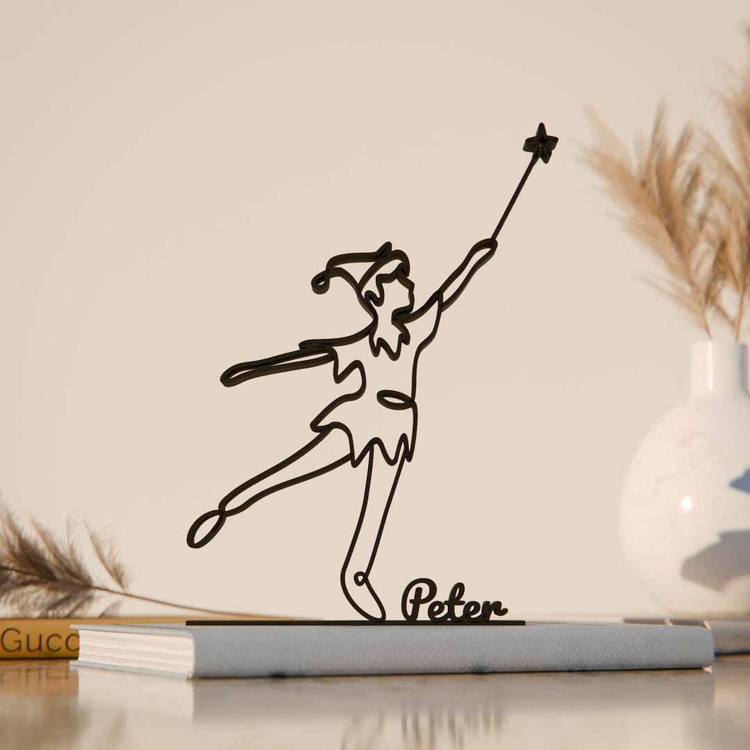 Peter Pan, Customized Line Art Figure, 3D Printed Gift, Unique Movie ...