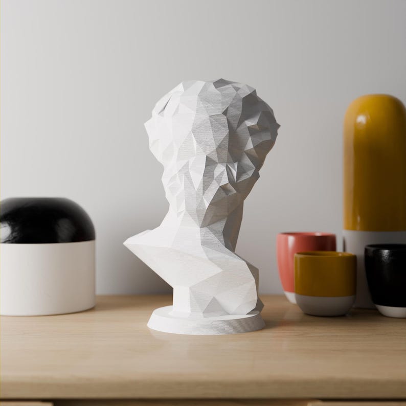 Michelangelo’s David Low Poly Bust | 3D Printed Geometric Statue ...