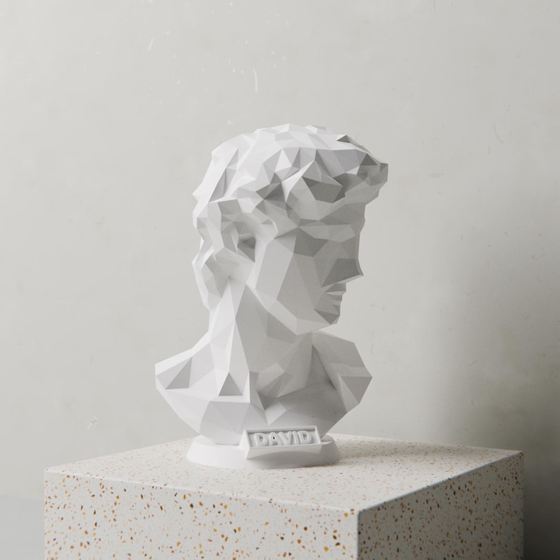 Michelangelo’s David Low Poly Bust | 3D Printed Geometric Statue ...