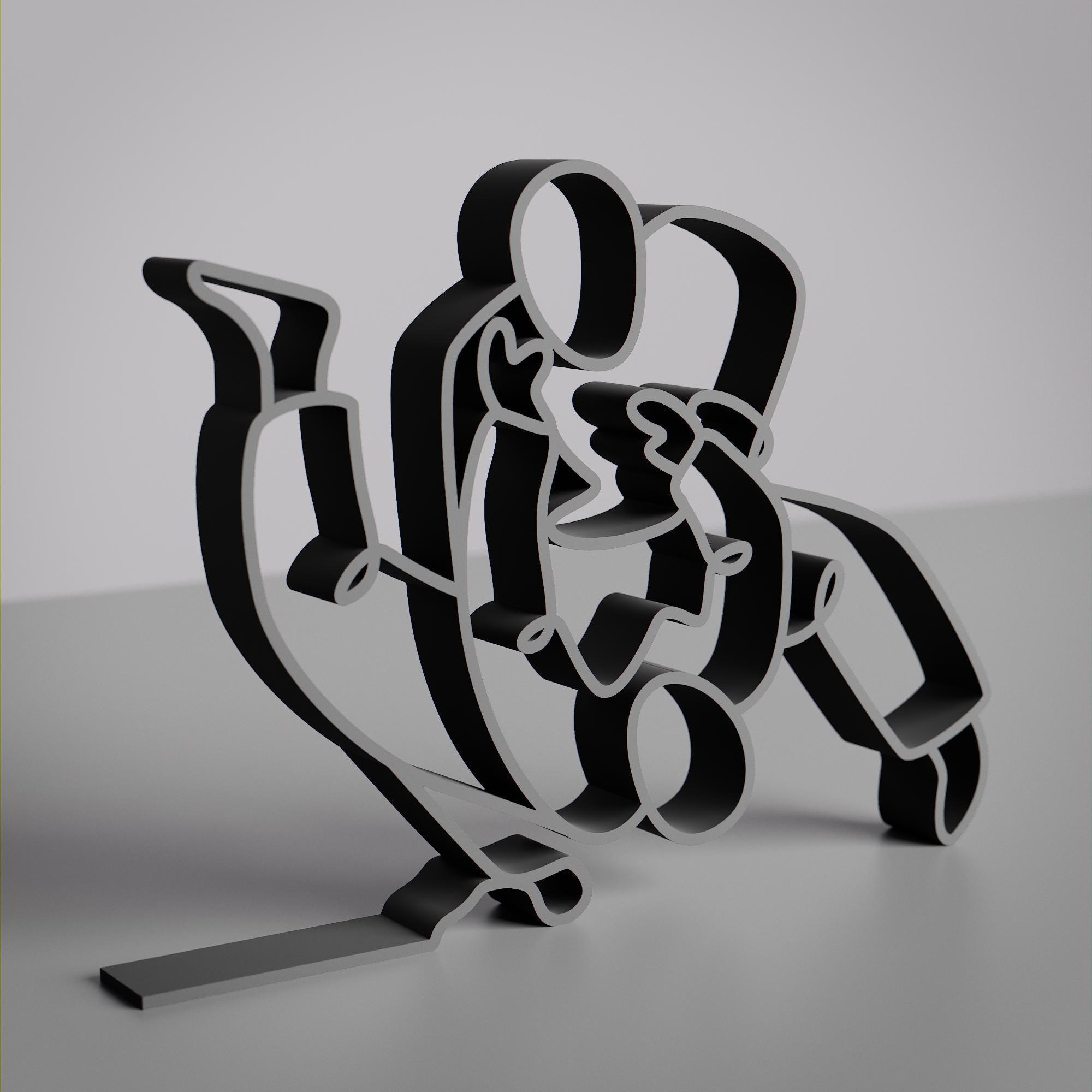 Personalized Jiu Jitsu Fighter Line Art Figure, 3D Printed Gift, Unique ...