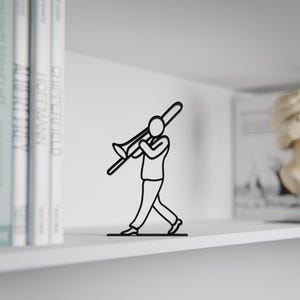 Trombone Player, Customized Line Art Figure, 3D Printed Gift ...