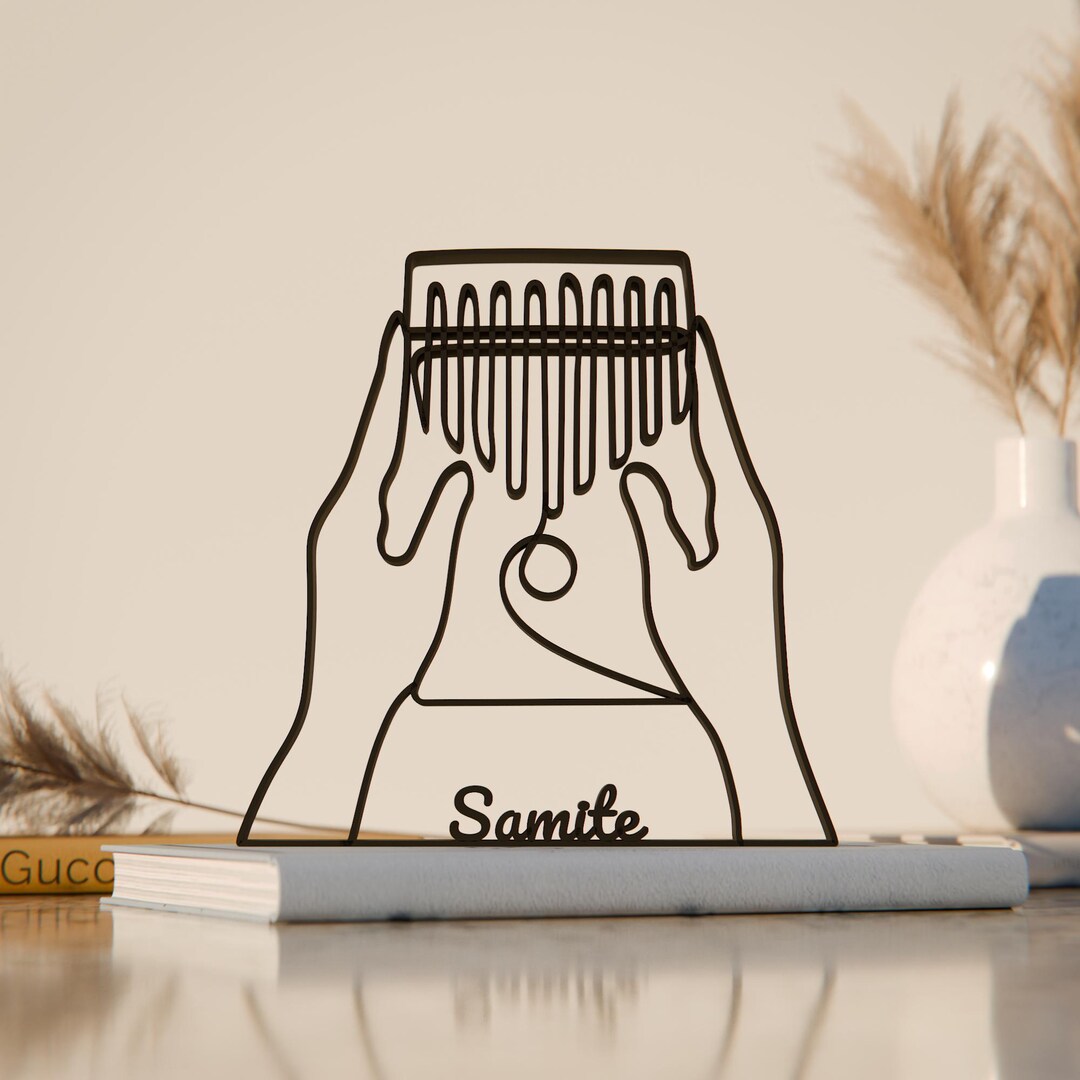Kalimba Player, Customized Line Art Figure, 3D Printed Gift, Unique ...