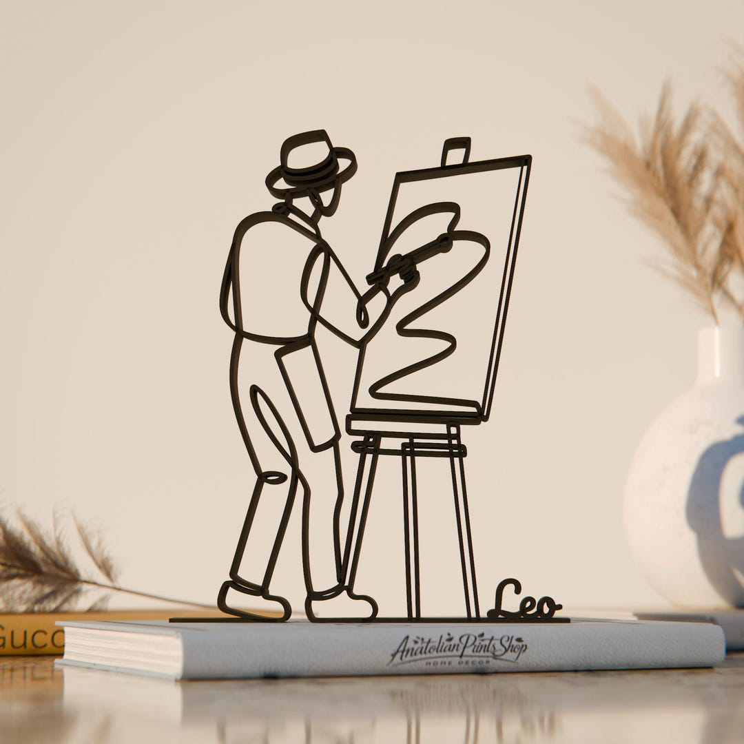 Painter, Customized Line Art Figure, 3D Printed Gift, Unique Painter ...