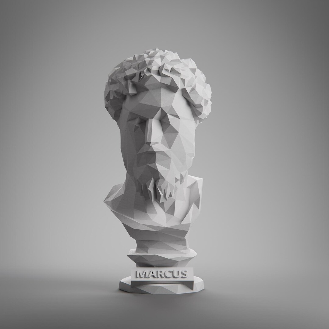 Marcus Aurelius, Low Poly Bust, Greek Stoic Philosopher Sculpture ...