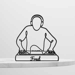 DJ, Personalized Line Art Figure, 3D Printed Gift, Unique DJ Gift Idea ...