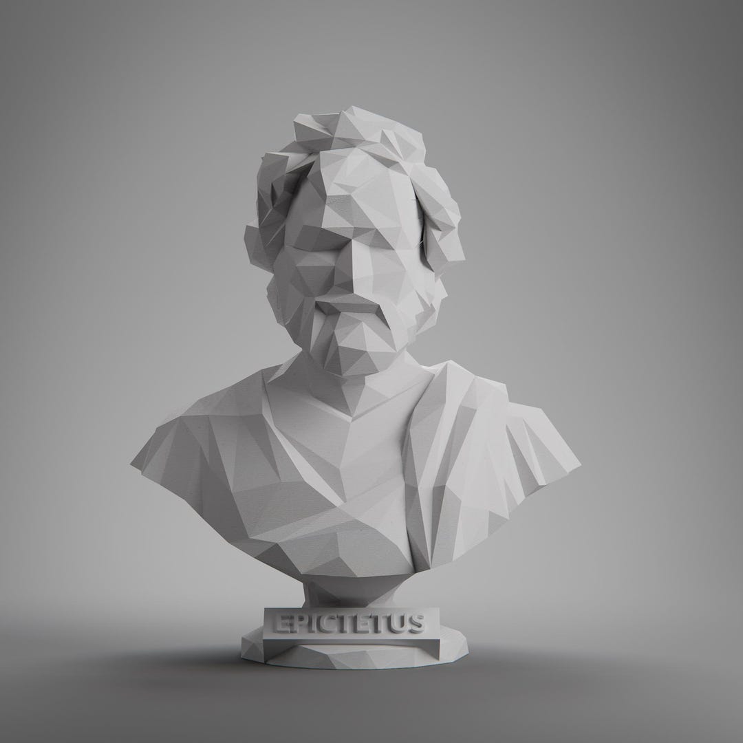 Epictetus, Low Poly Bust, Greek Stoic Philosopher Sculpture, Stoic ...