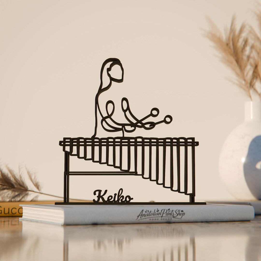 Female Marimba Player, Customized Line Art Figure, 3D Printed Gift ...