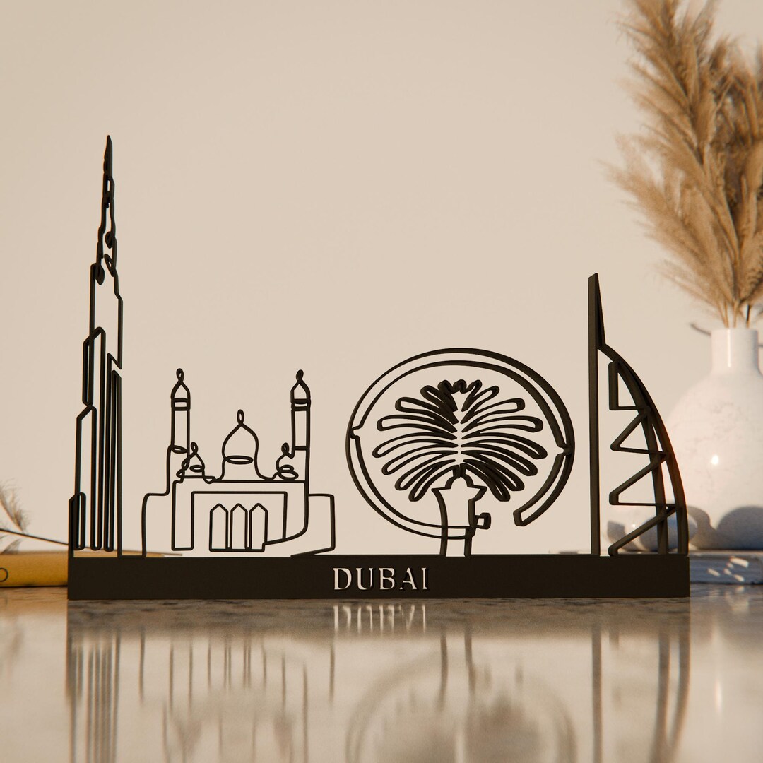 Dubai Cityscape, Line Art Figure, 3D Printed Gift, Unique Travel Gift ...