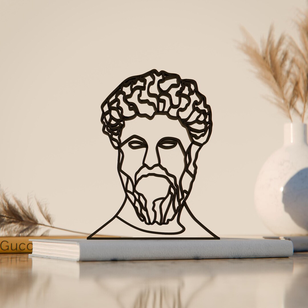 Marcus Aurelius, Line Art Figure, 3D Printed Gift, Unique Stoic ...