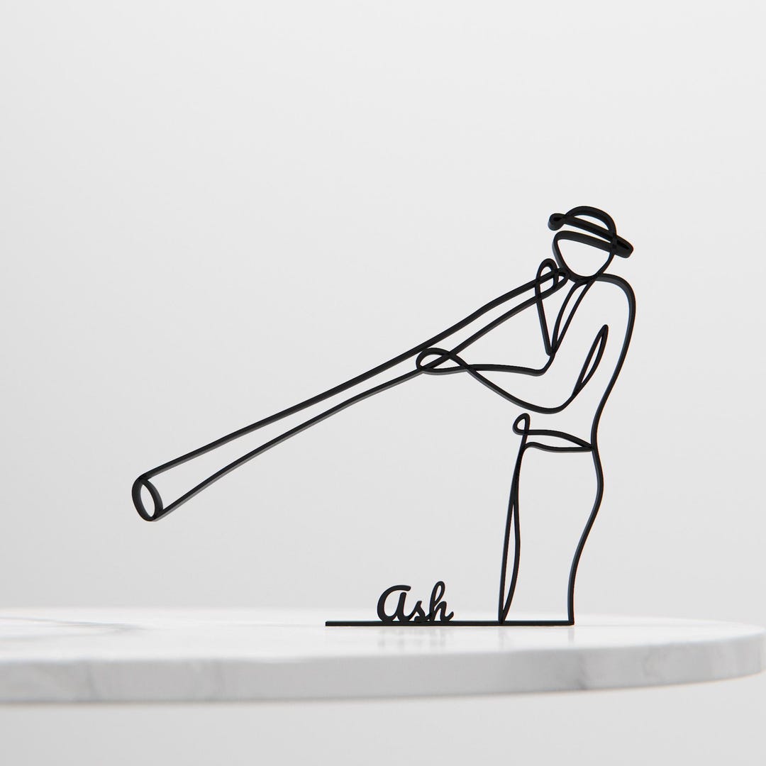 Didgeridoo Player, Customized Line Art Figure, 3D Printed Gift, Unique ...
