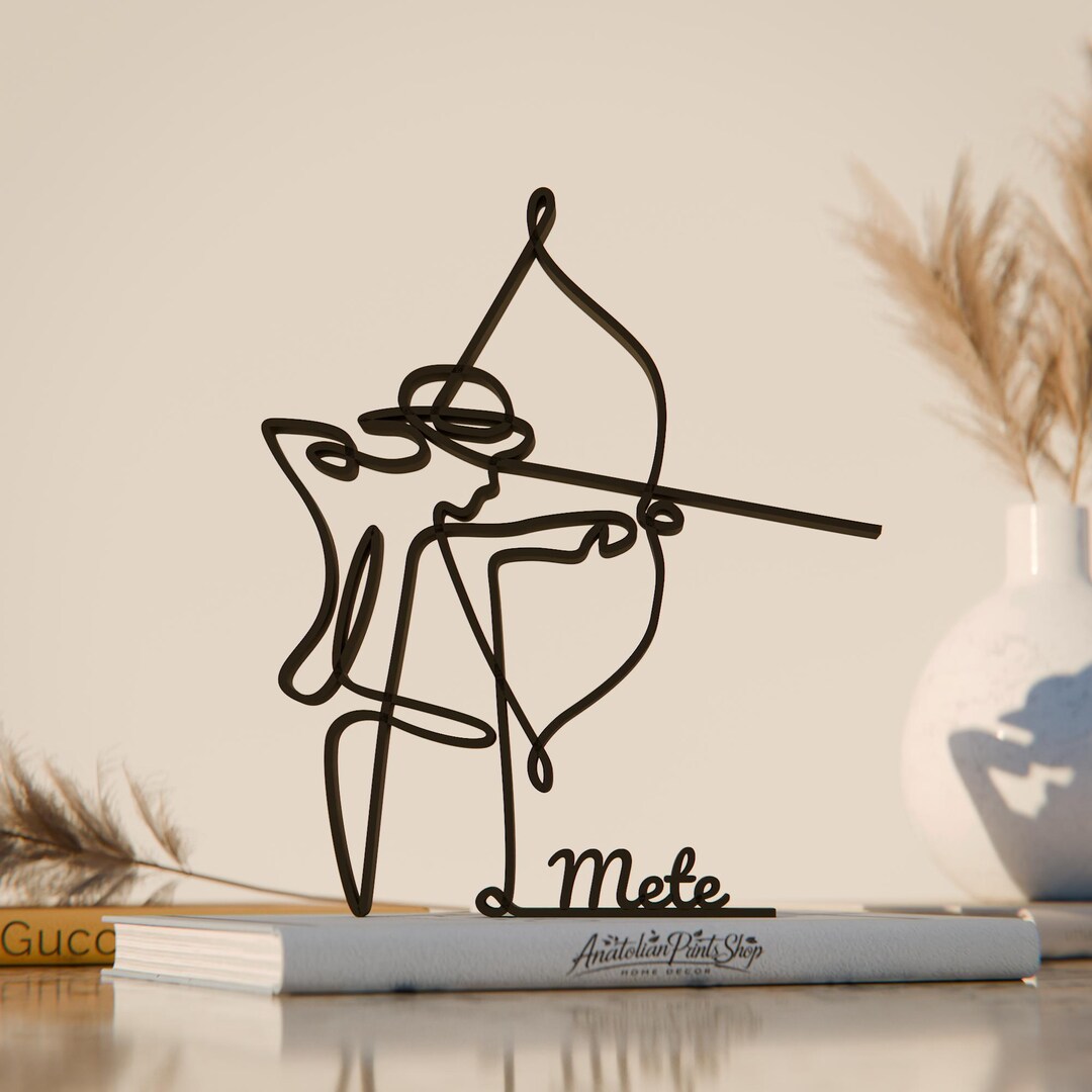 Archer, Customized Line Art Figure, 3D Printed Gift, Unique Archery ...