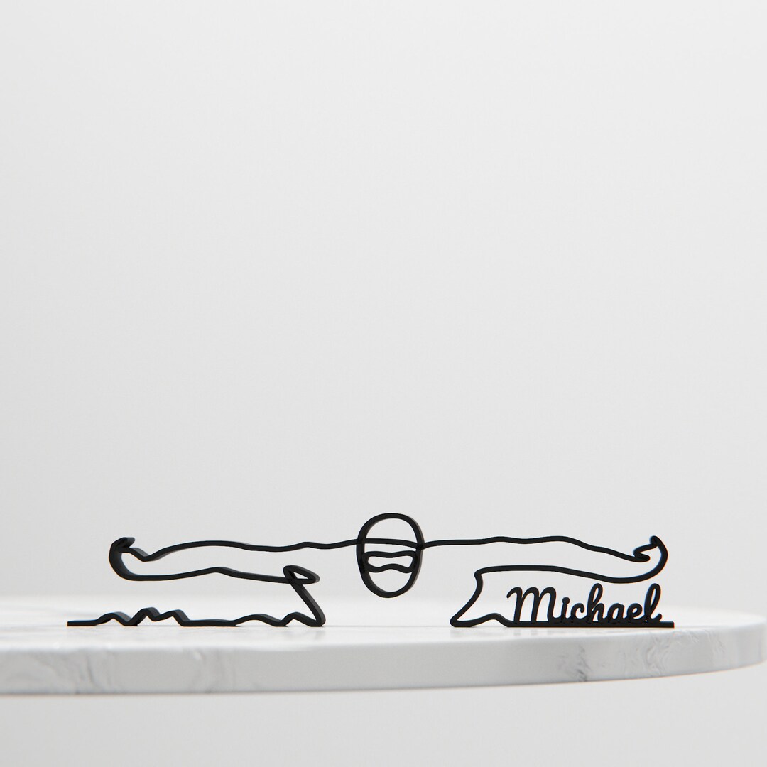 Swimmer, Customized Line Art Figure, 3D Printed Gift, Minimalist Home ...