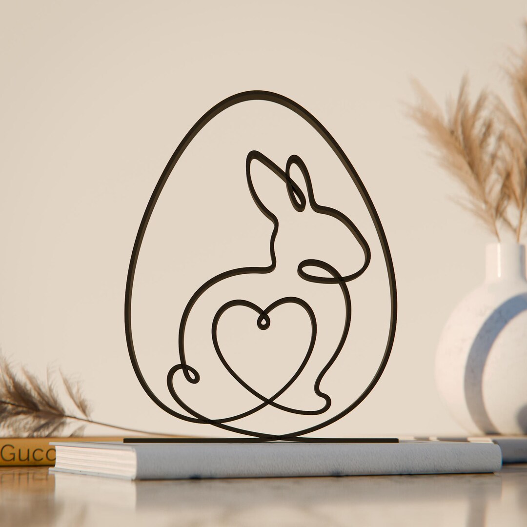 Easter Bunny, Line Art Figure, 3D Printed Gift, Unique Easter Gift ...