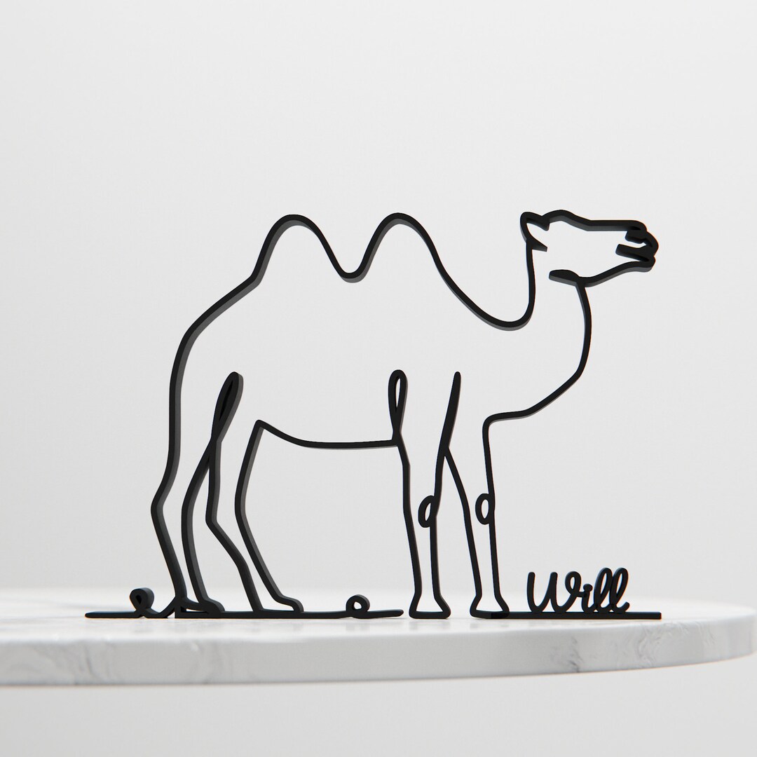 Camel, Customized One-line Figure, 3D Printed Gift, Minimalist Home ...