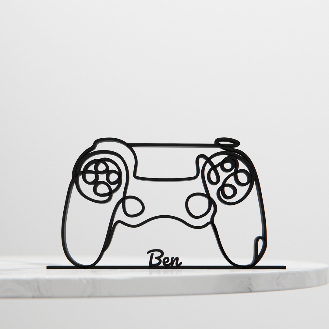 Gamepad, Customized One-line Figure, 3D Printed Gift, Minimalist Home ...