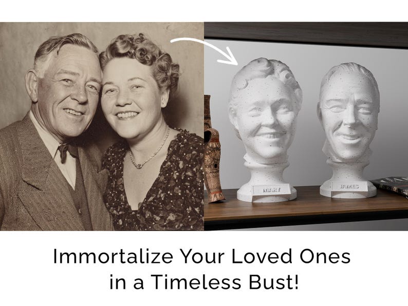 Personalized 3D Printed Bust From Photo - Custom Photo to Bust ...
