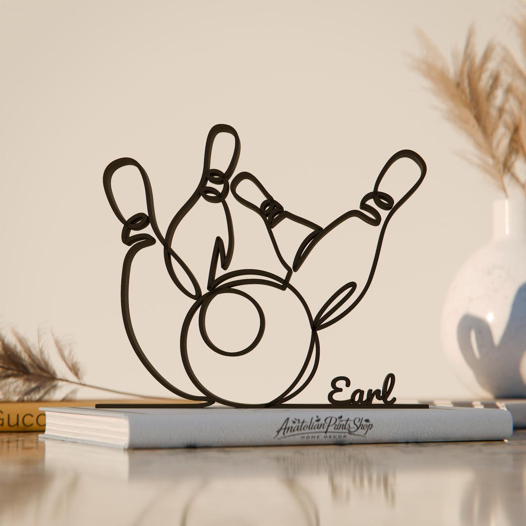Bowling, Customized Line Art Figure, 3D Printed Gift, Unique Bowling ...