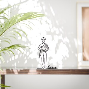 Police Woman/police Officer, Customized Line Art Figure, 3D Printed ...