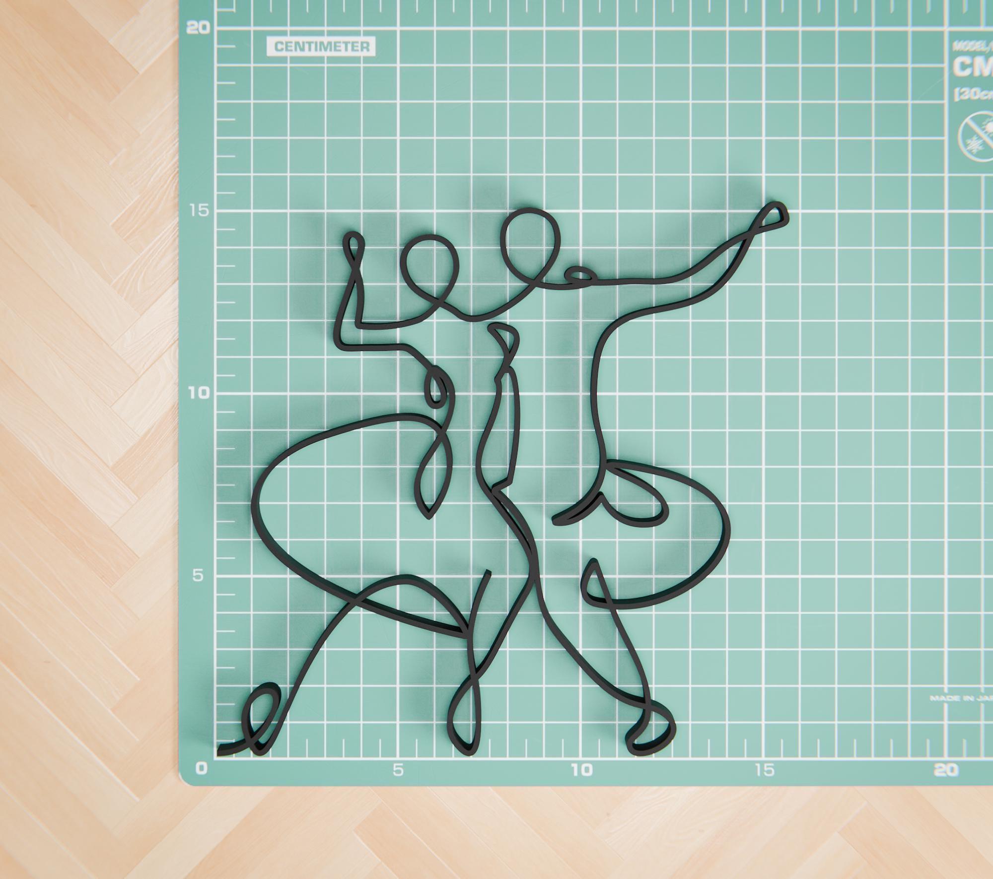 Salsa Dancers, Line Art Figure, 3D Printed Gift, Unique Salsa Dancers ...