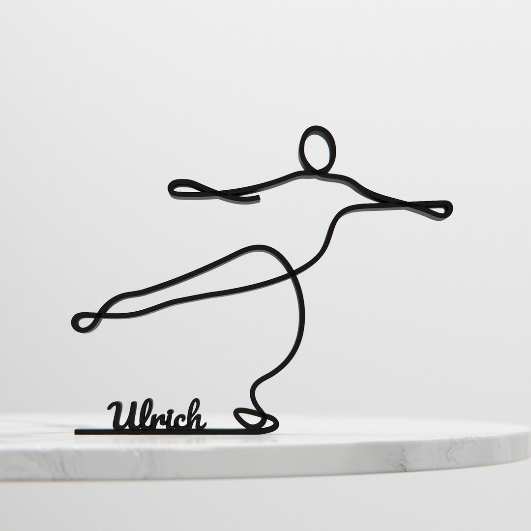 Figure Skater, Customized Line Art Figure, 3D Printed Gift, Minimalist ...