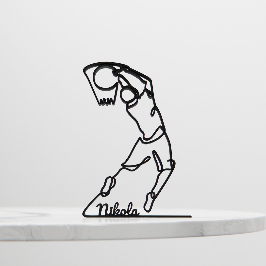 One Line basketball Player Figure, 3D Printed Gift, Minimalist Home ...