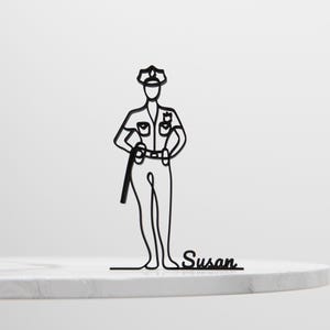 Police Woman/police Officer, Customized Line Art Figure, 3D Printed ...