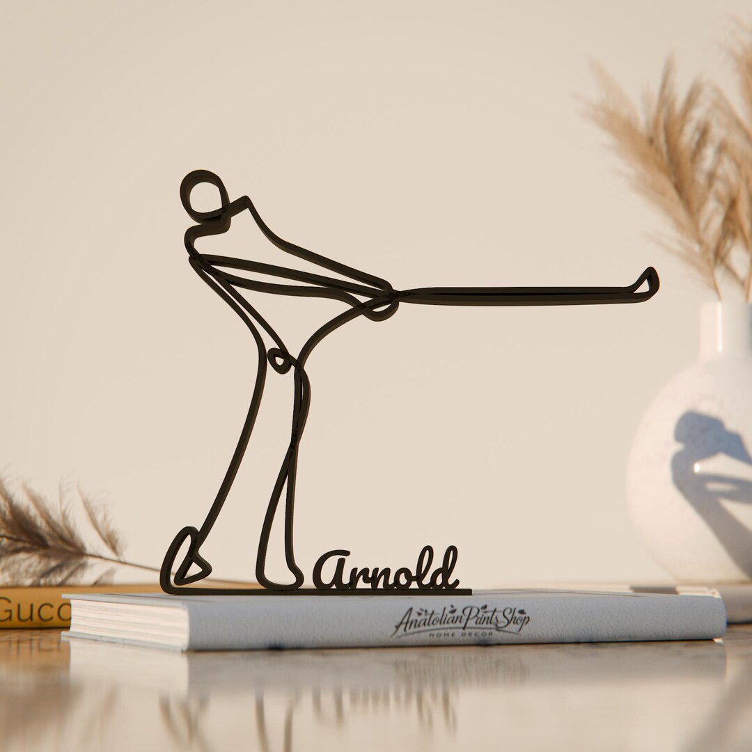 Golf Player 02, Customized Line Art Figure, 3D Printed Gift, Unique ...
