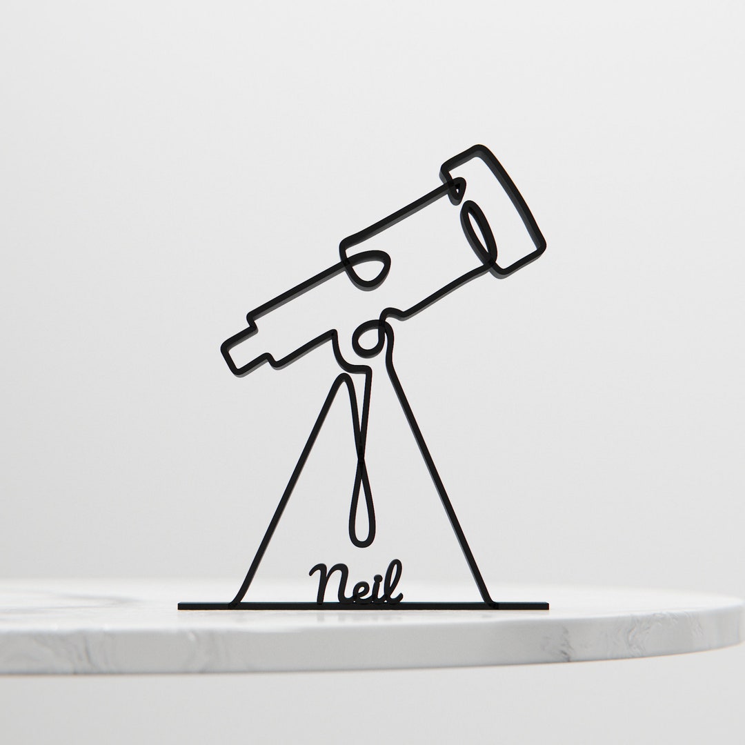 Telescope, Customized One-line Figure, 3D Printed Gift, Minimalist Home ...