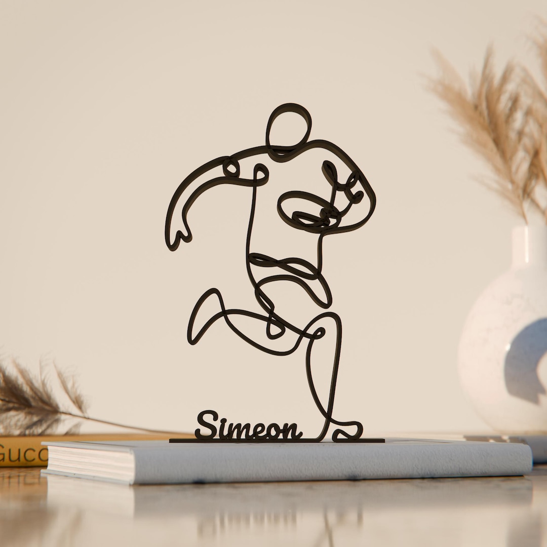 Personalized Rugby Player Figure - Minimalist Line Art Sculpture - Etsy