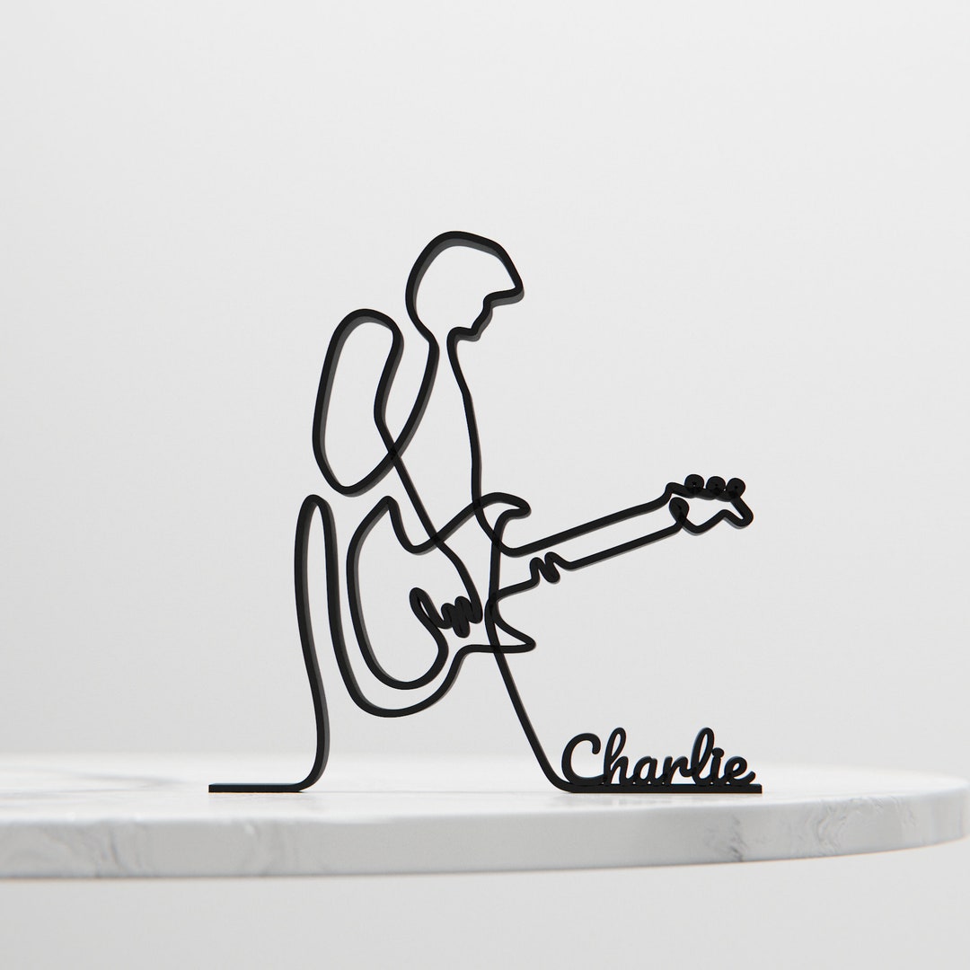 Electric Guitarist, Customized One-line Figure, 3D Printed Gift ...