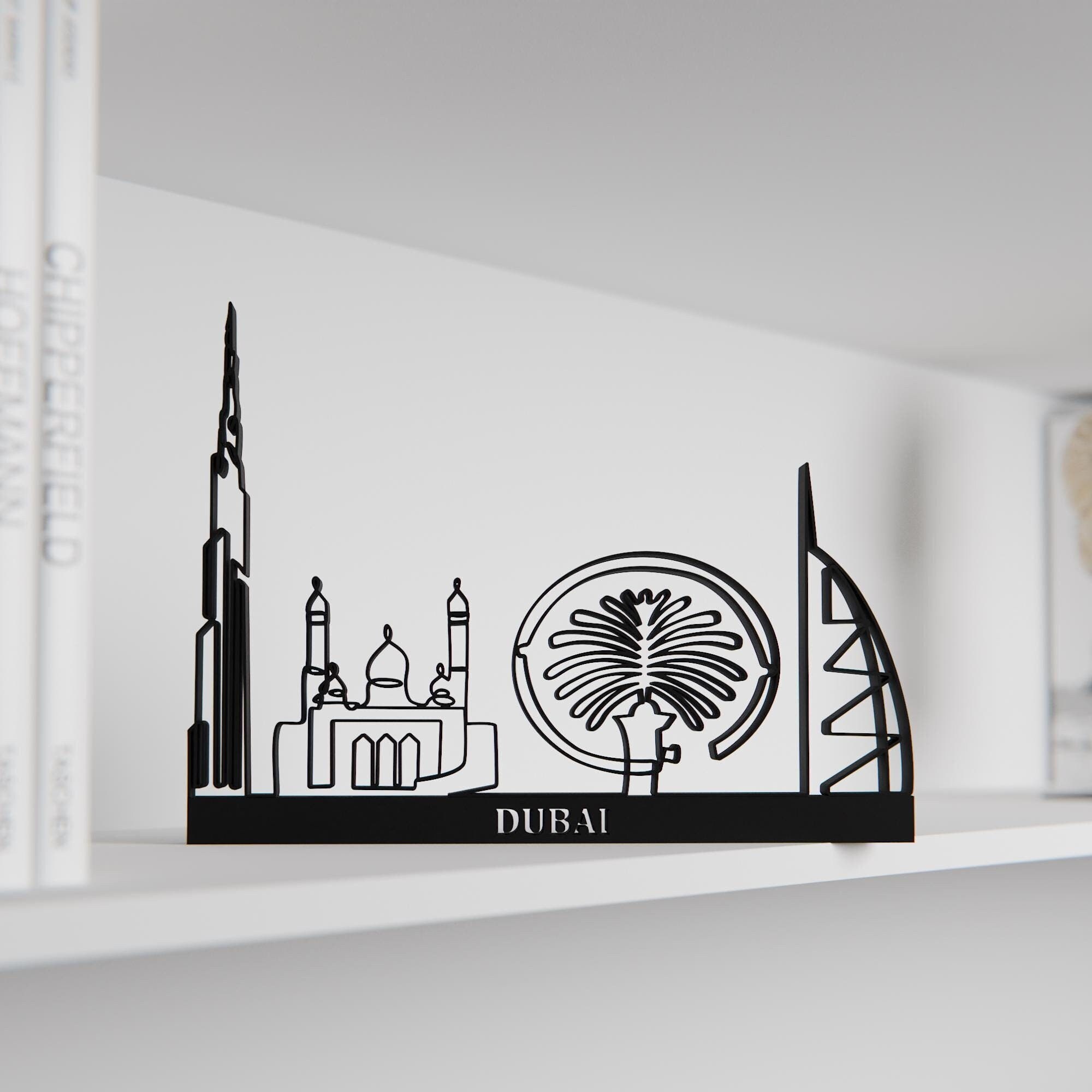 Dubai Cityscape, Line Art Figure, 3D Printed Gift, Unique Travel Gift ...