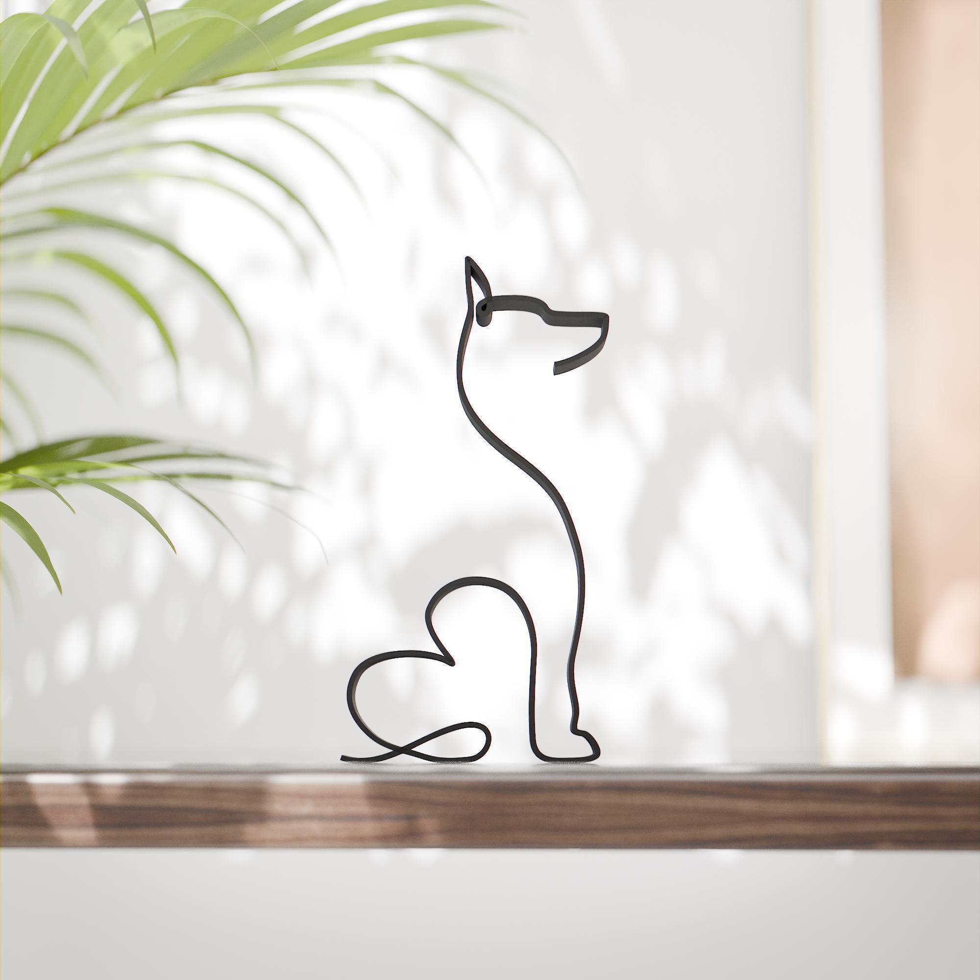 Doberman Dog 21, Line Art Figure, 3D Printed Gift, Unique Gift for Dog ...