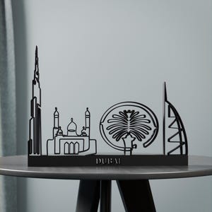 Dubai Cityscape, Line Art Figure, 3D Printed Gift, Unique Travel Gift ...