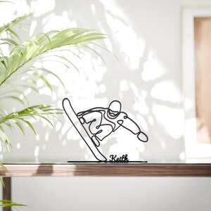 Snowboarder, Customized Line Art Figure, 3D Printed Gift, Unique Sports ...
