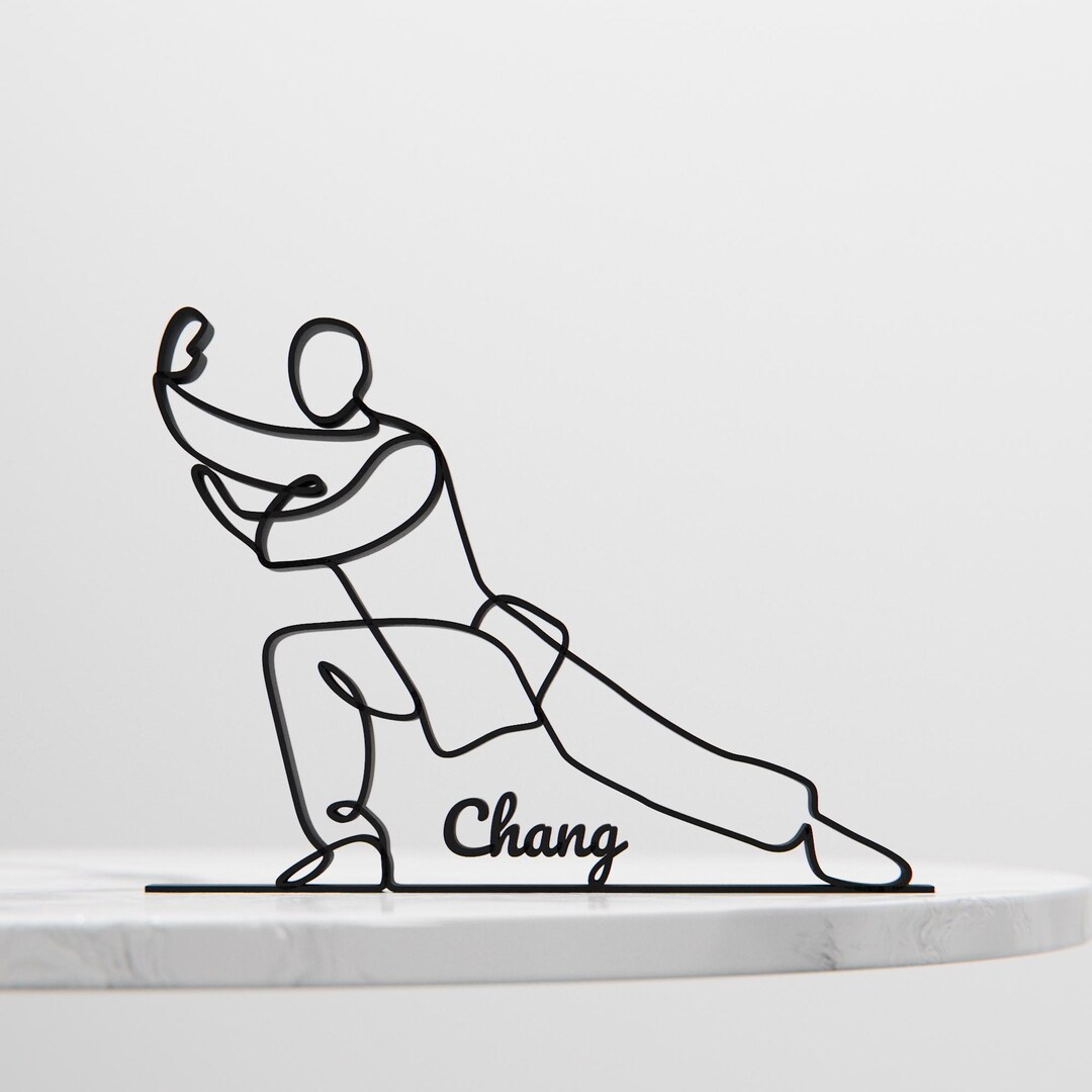 Tai Chi Practitioner, Customized Line Art Figure, 3D Printed Gift ...