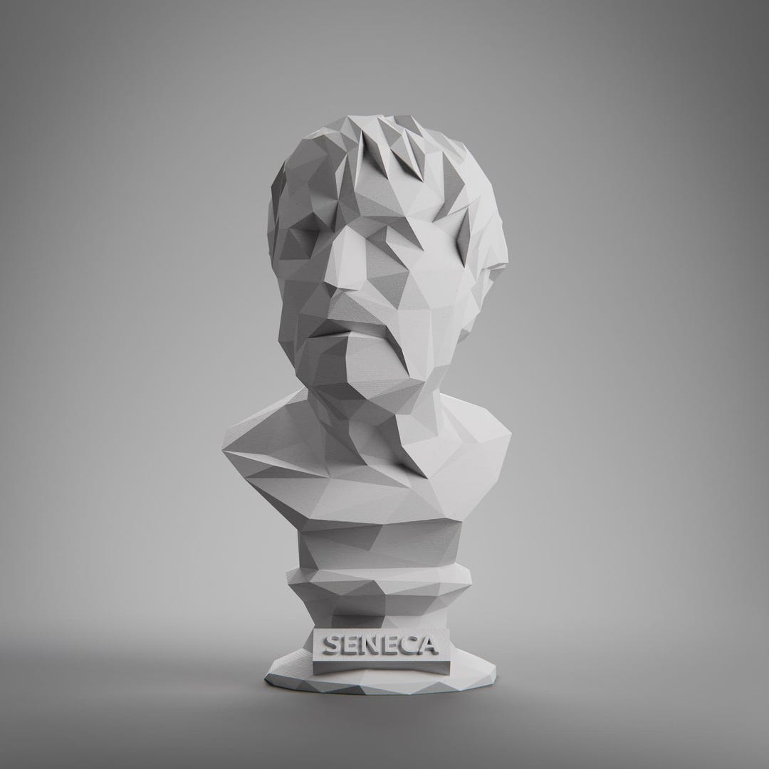 Seneca, Low Poly Bust, Greek Stoic Philosopher Sculpture, Stoic ...