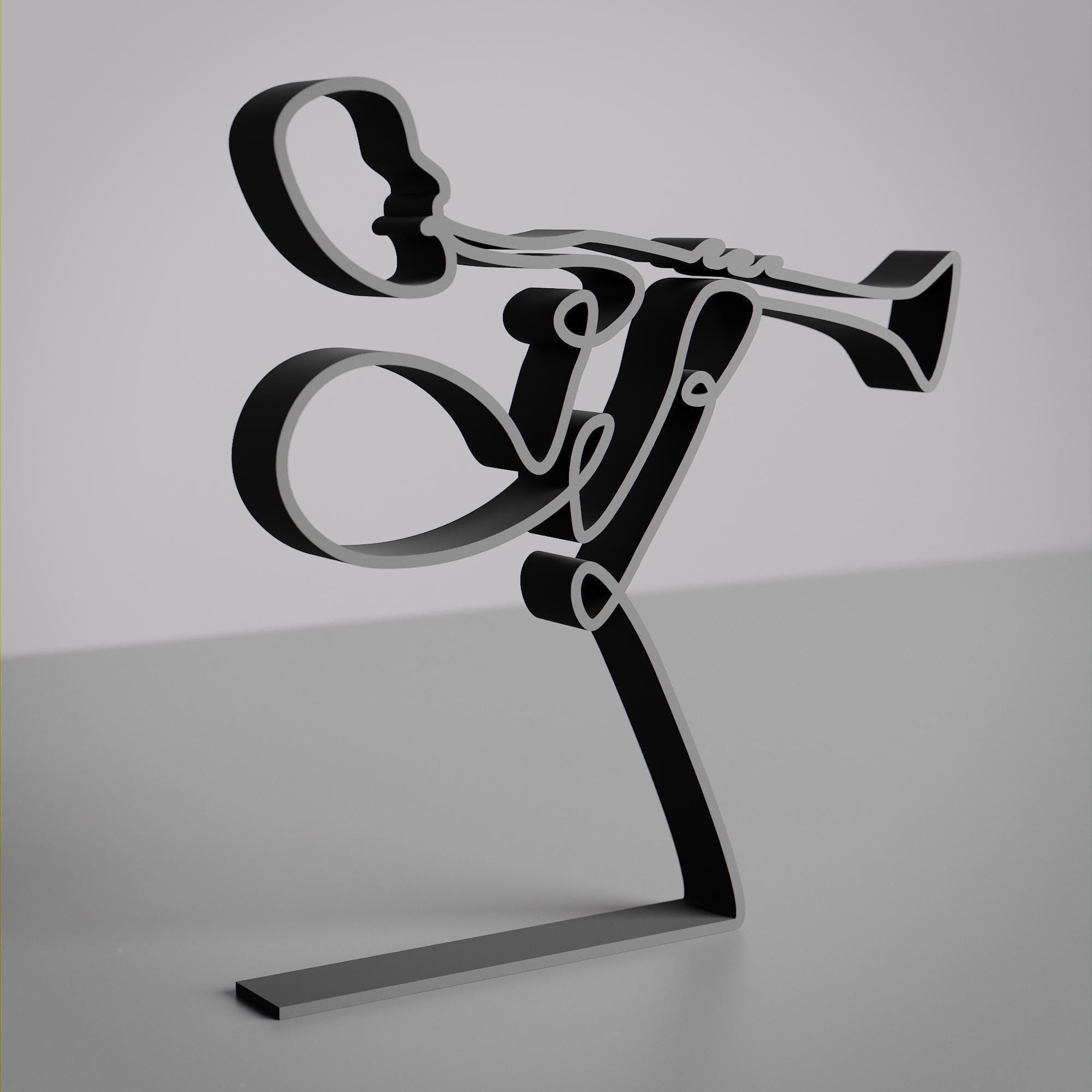 Clarinet Player, Customized Line Art Figure, 3D Printed Gift, Unique ...