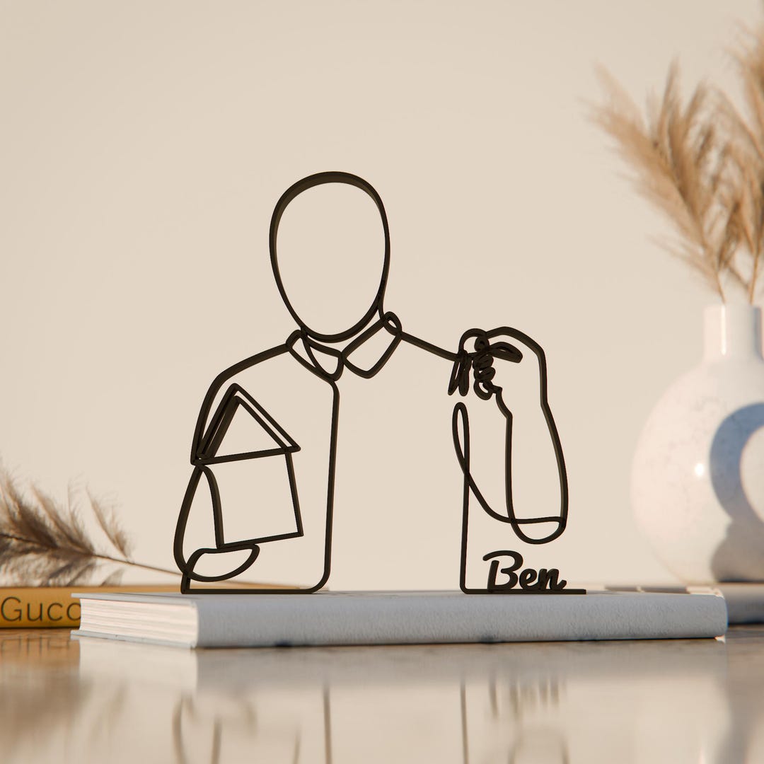 Real Estate Agent, Customized Line Art Figure, 3D Printed Gift, Unique ...
