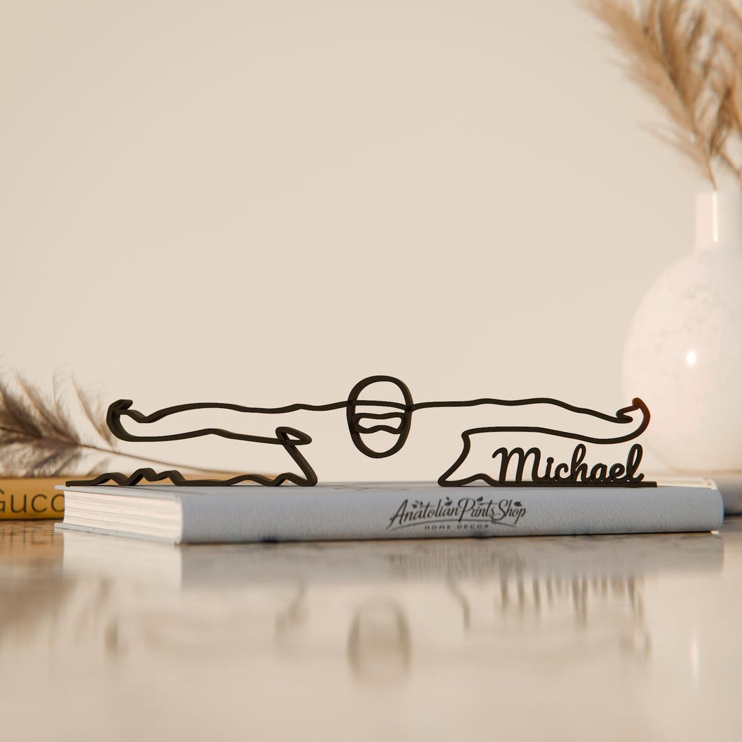 Swimmer, Customized Line Art Figure, 3D Printed Gift, Unique Sports ...