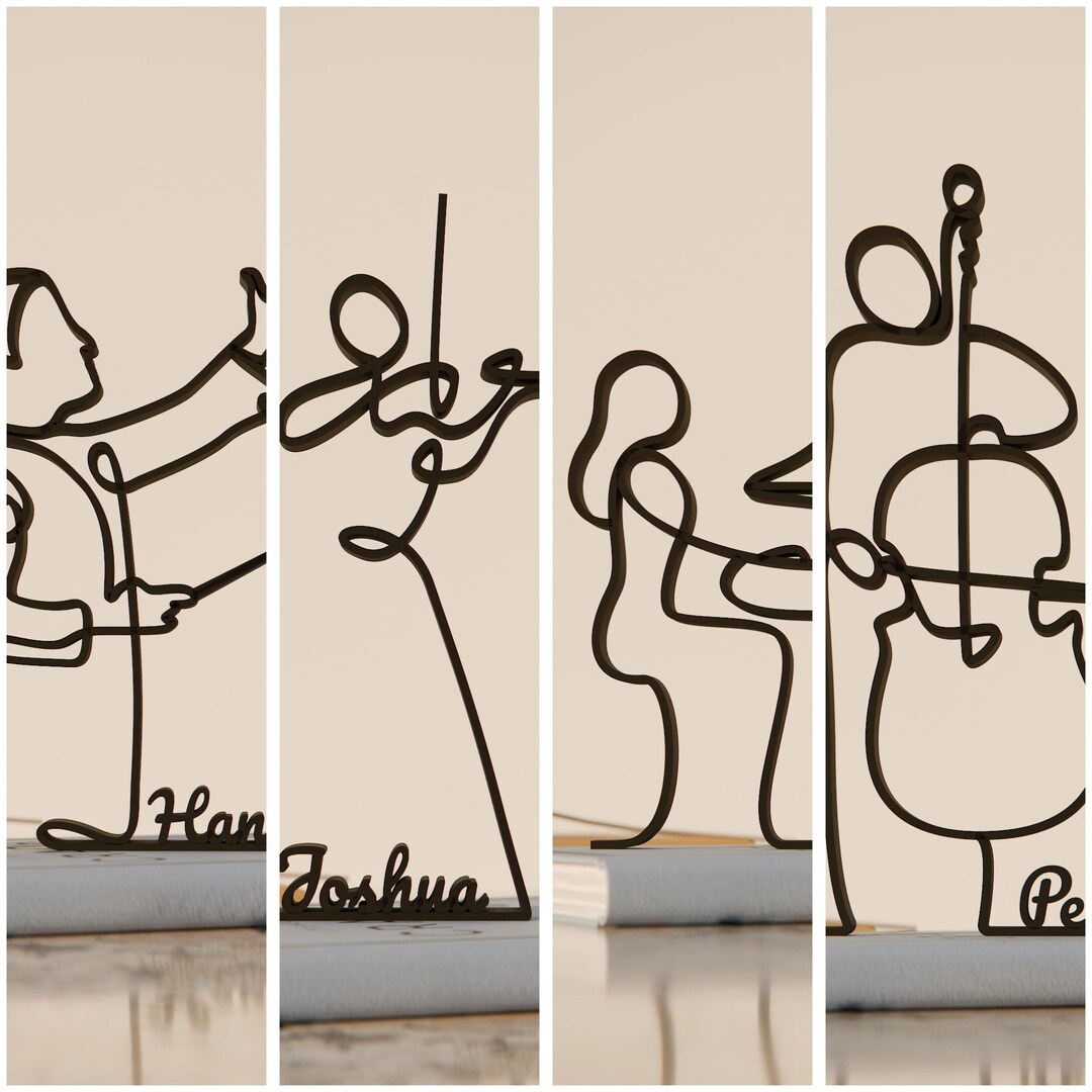 Personalized Symphony Orchestra, Line Art Figures, 3D Printed Gift ...