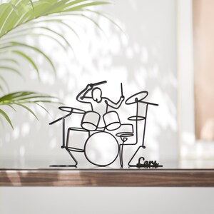 Drummer, Customized Line Art Figure, 3D Printed Gift, Unique Drummer ...