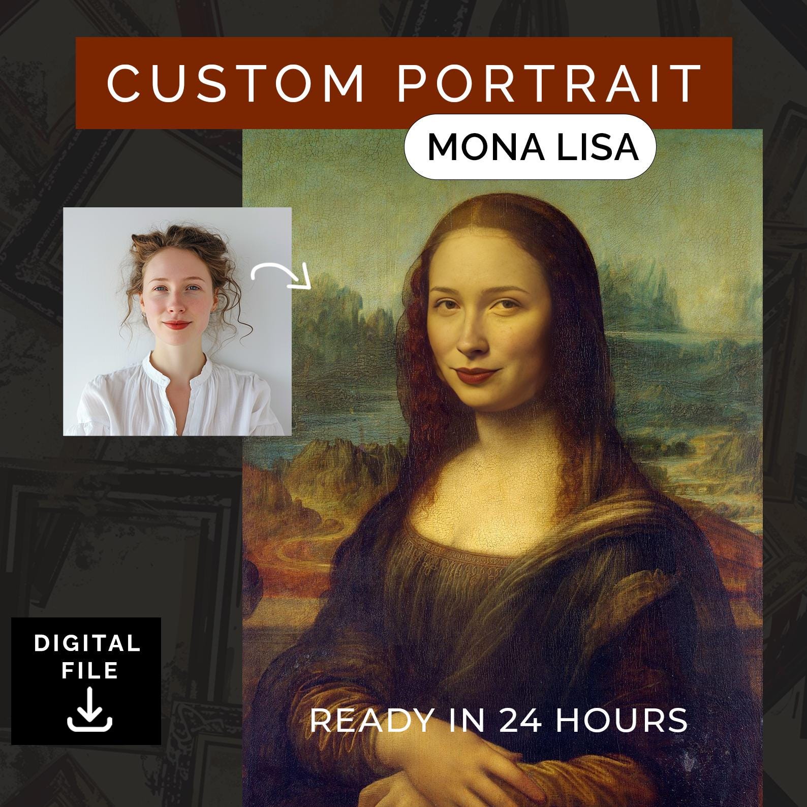 Customized MONA LISA Portrait From Photo, Turn Me Into a Mona Lisa ...