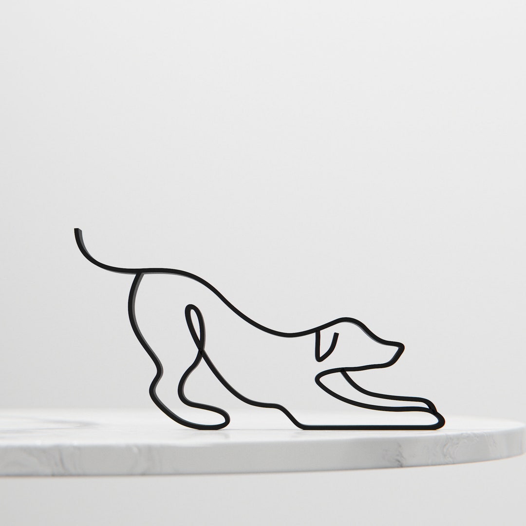 Dog 01, One-line Figure, 3D Printed Gift, Minimalist Home Office Decor ...