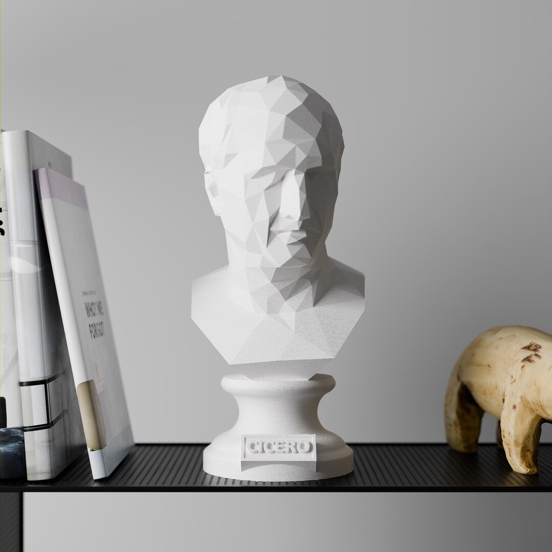 Low Poly Cicero Bust | 3D Printed Geometric Roman Philosopher Sculpture ...