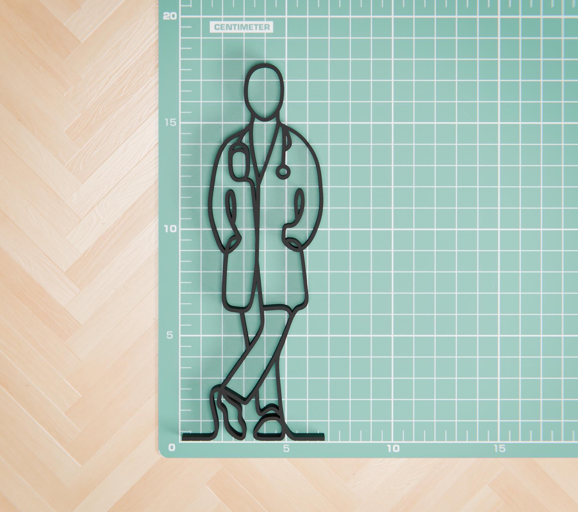 Doctor, Customized Line Art Figure, 3D Printed Gift, Unique Doctor Gift ...