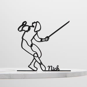 Fencer, Personalized Line Art Figure, 3D Printed Gift, Unique Fencing ...