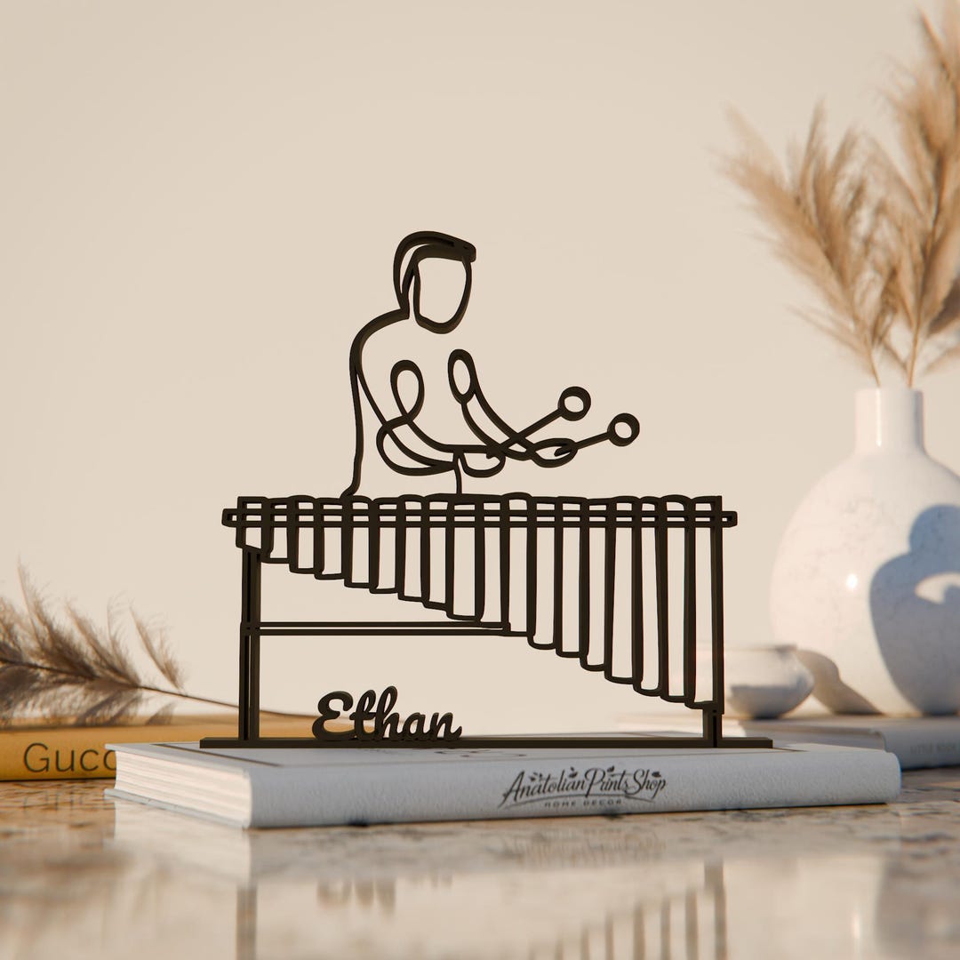 Marimba Player, Customized Line Art Figure, 3D Printed Gift, Unique ...