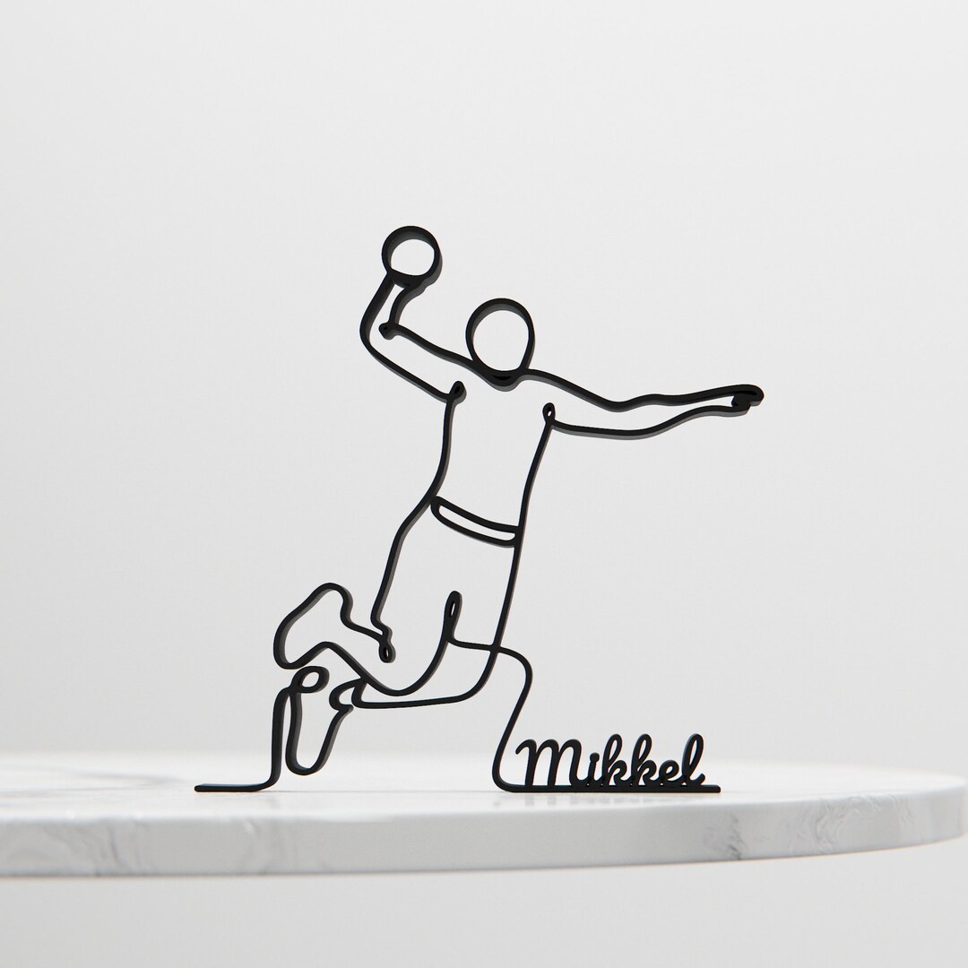 Customized handball Player One-line Figure, 3D Printed Gift, Minimalist ...