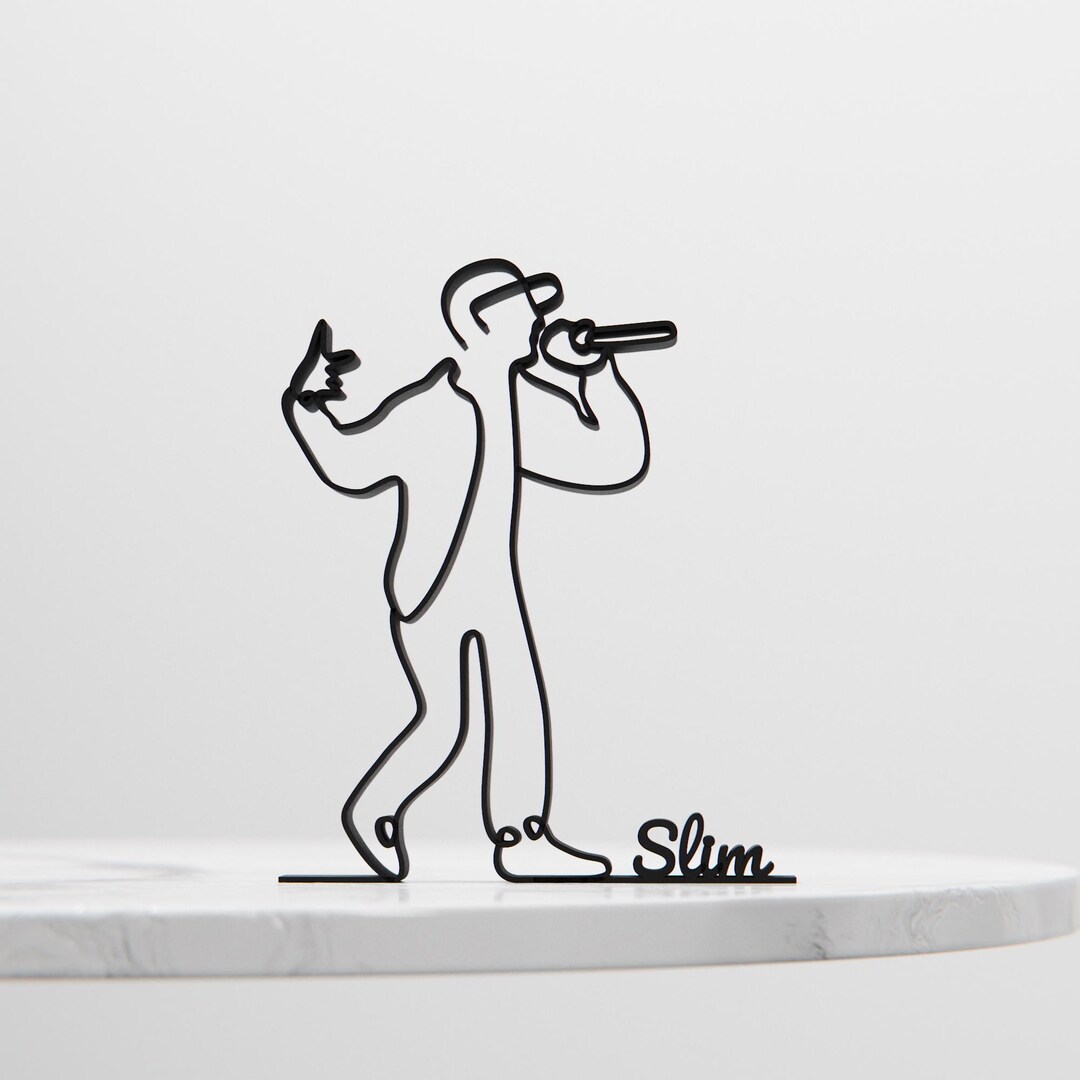 Rapper, Customized Line Art Figure, 3D Printed Gift, Unique Musician ...